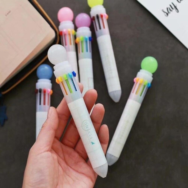 Novelty 10 Color Ballpoint Pen Ballpen For Kids Child Student Office ...