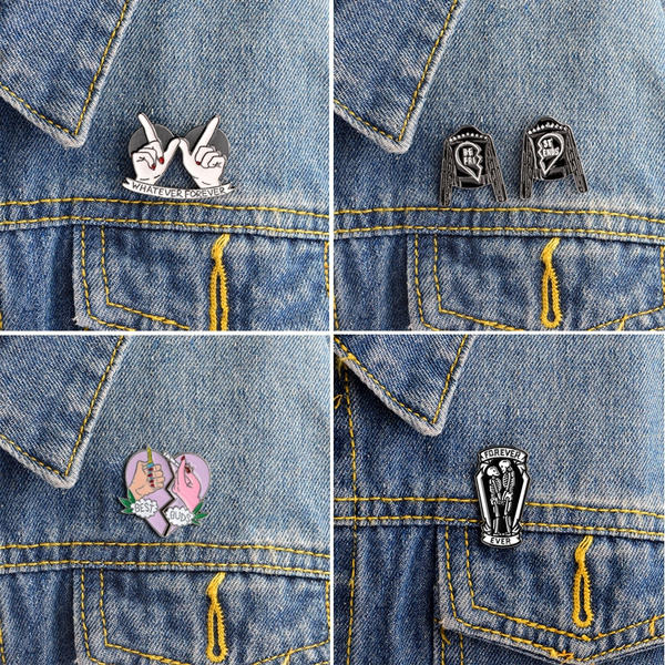 Whatever Forever Heart Shape Best Friends Jacket Set Enamel Pin Couple ...