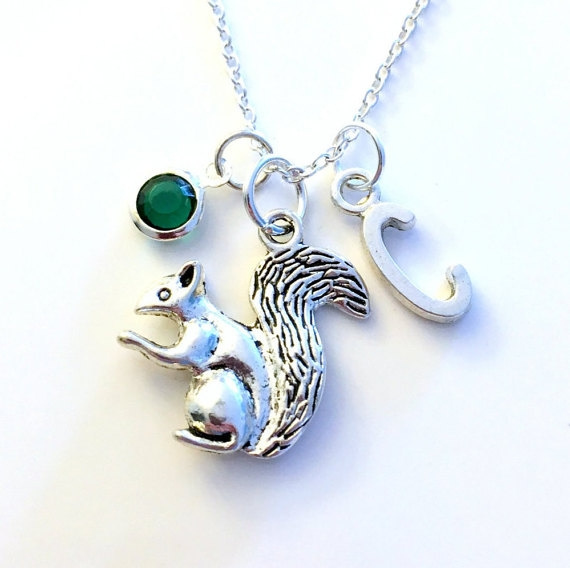 Squirrel Necklace, Gift for Chipmunk Jewelry Chip Munk Animal Silver ...