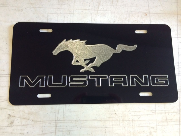 Ford Mustang 2 LOGO Car Tag Diamond Etched on Aluminum License Plate | Wish