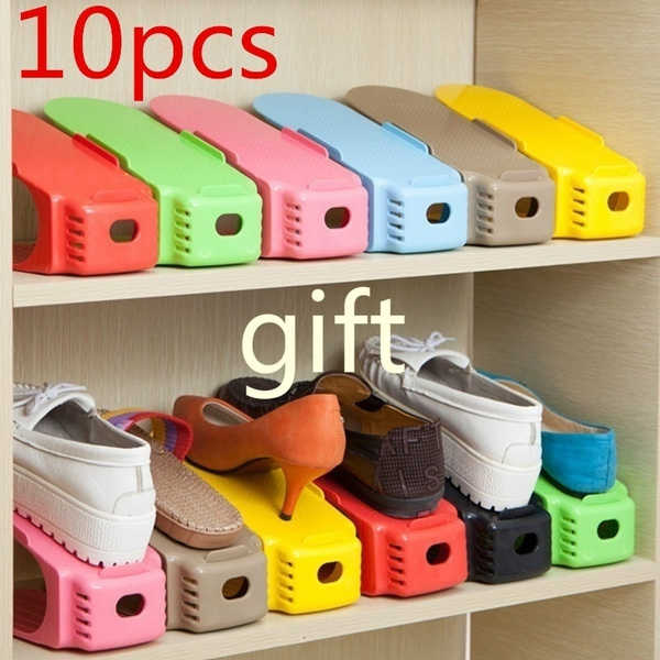 10pcs Durable Plastic Home Double Layer Shoes Storage Rack Shoe Shelf ...