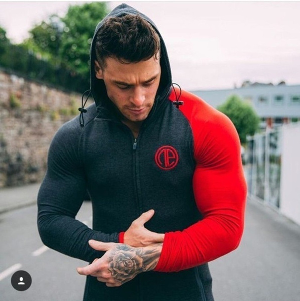2018 Fashion New Sport Men's GYM Sweater Long Sleeve Muscle ...