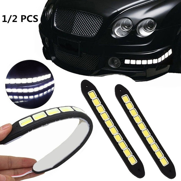 1/2PCS 20W Waterproof 10 LED 12V Daytime Running Light DRL COB Strip ...