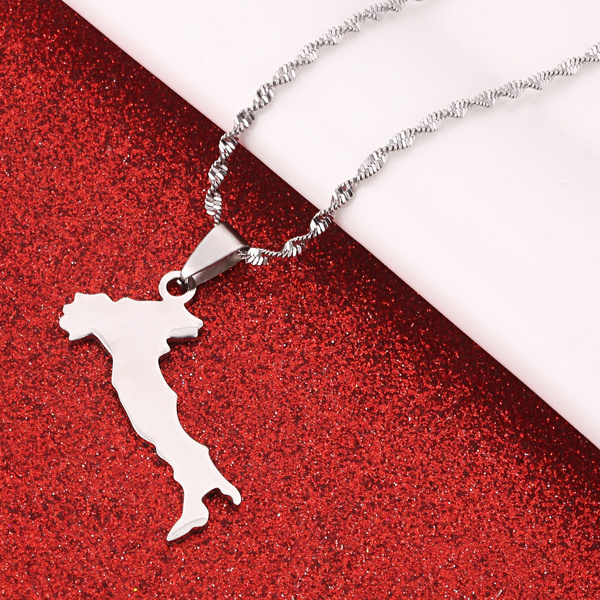 Map of Italy Necklace Pendant Chain for Women Men Italiano Jewelry ...