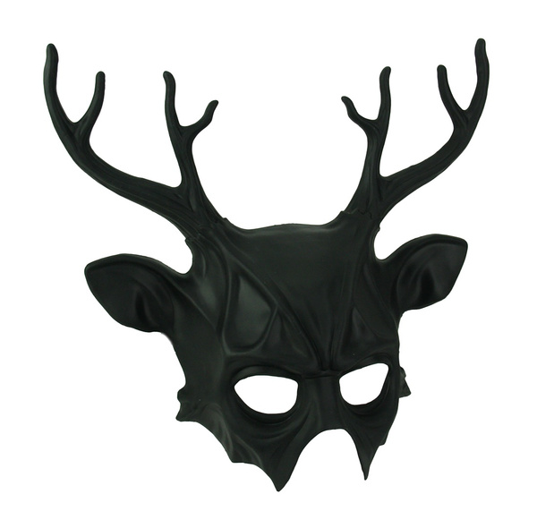 Dark Demon Matte Black Wicked Deer Adult Costume Mask | Wish