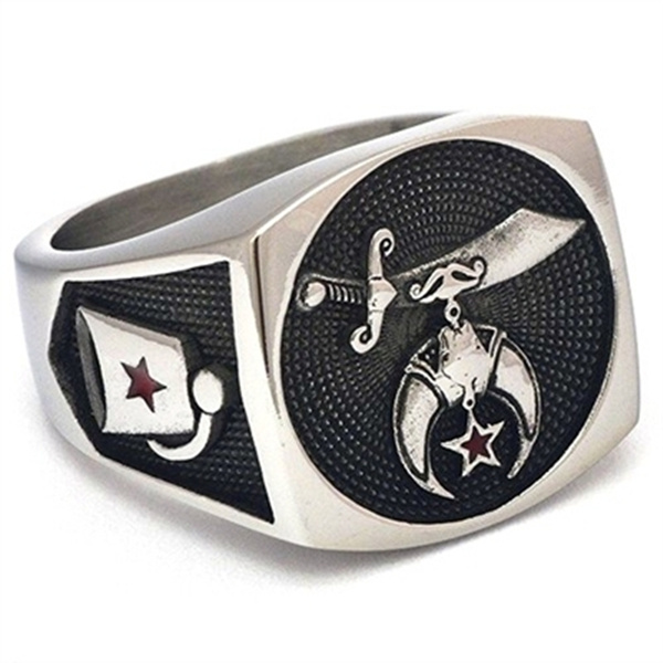 Mens Stainless Steel Scimitar Crescent and Star Camel Symbol Shriner ...