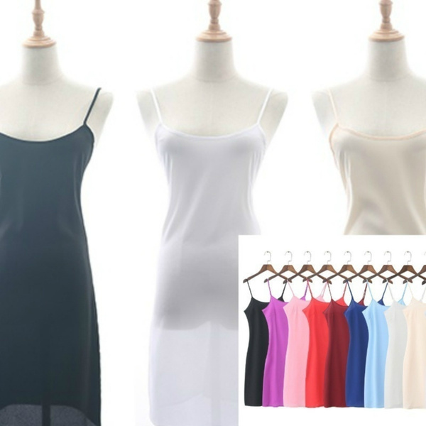 New Women Chiffon Strappy Full Slip Slim Under Dress Underskirt ...