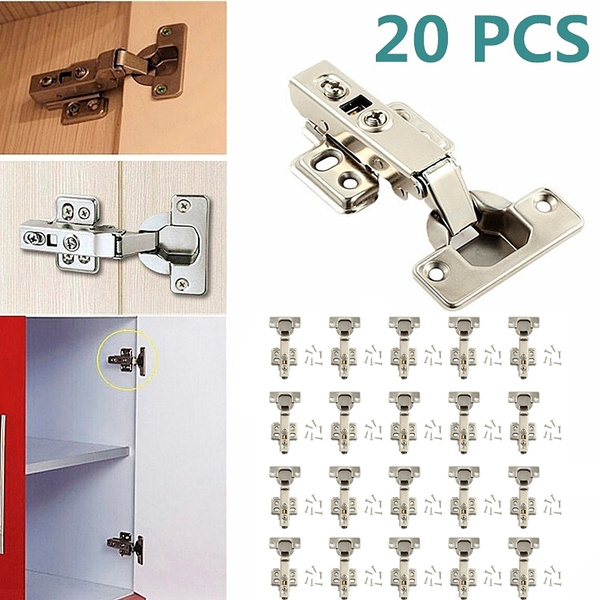 20pcs Kitchen Cabinet Door Hinge Hydraulic Slow Shut Clip-On Plate with ...