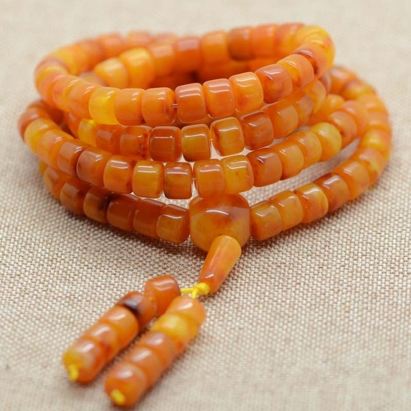Old Beeswax Bucket Beads Beads Beads Hand String Polish Amber Necklace ...