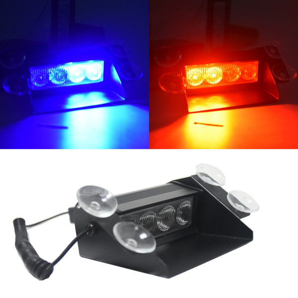 New Car Styling 4 LED Red Blue Yellow Blue Car Police Strobe Flash ...