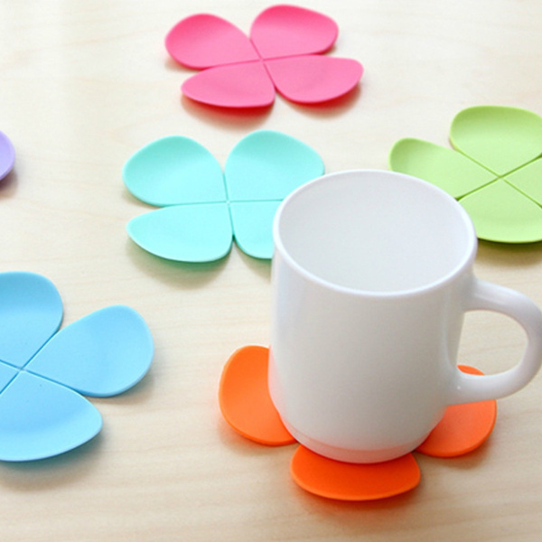 3D Flower Petal Shape Cup Coasters Tea Coffee Cup Mat Table Decor ...
