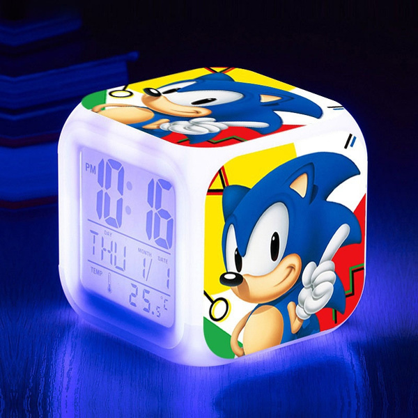 Sonic The Hedgehog Toys Alarm Clock LED Colorful Luminous Clock ...