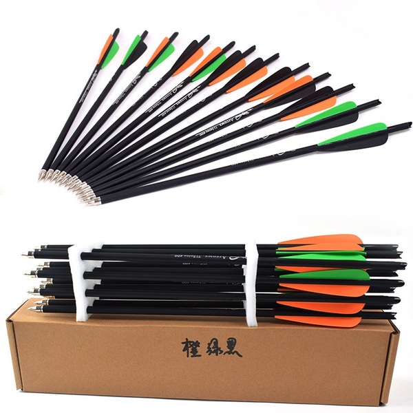 12pcs/lot Orange Green Black Feather Target Arrows Crossbow Carbon ...