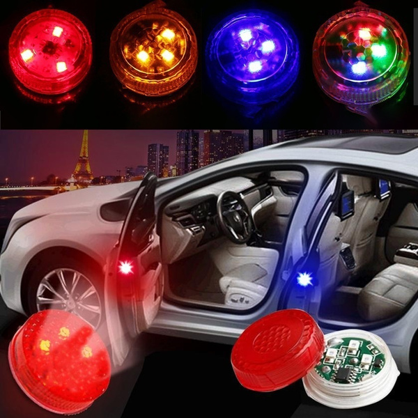 2Pcs Red LED Car Door Warning Light Opened Safety Magnet Decorative ...