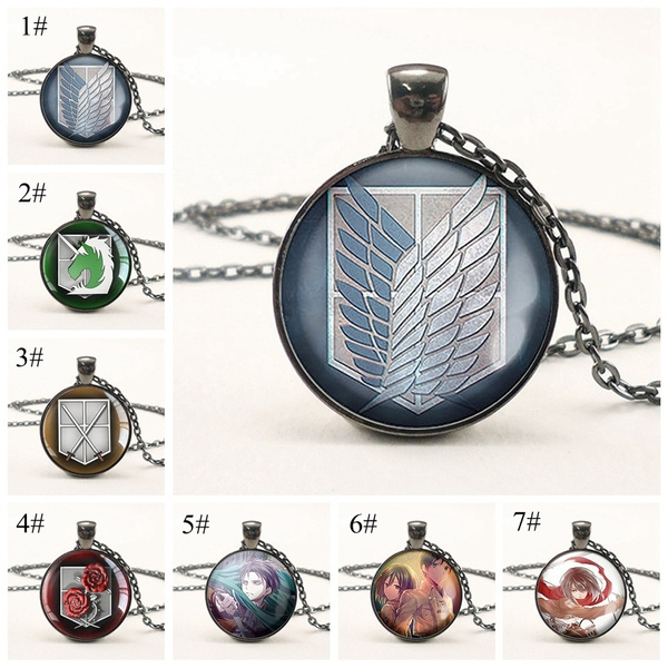Anime Attack on Titan Pendant Necklace, Glass Gems Shingeki No Kyojin ...
