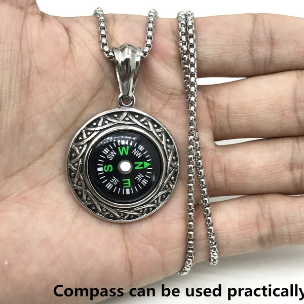 3D Moveable Compass Charm Necklace Compass Can Be Used Practically ...