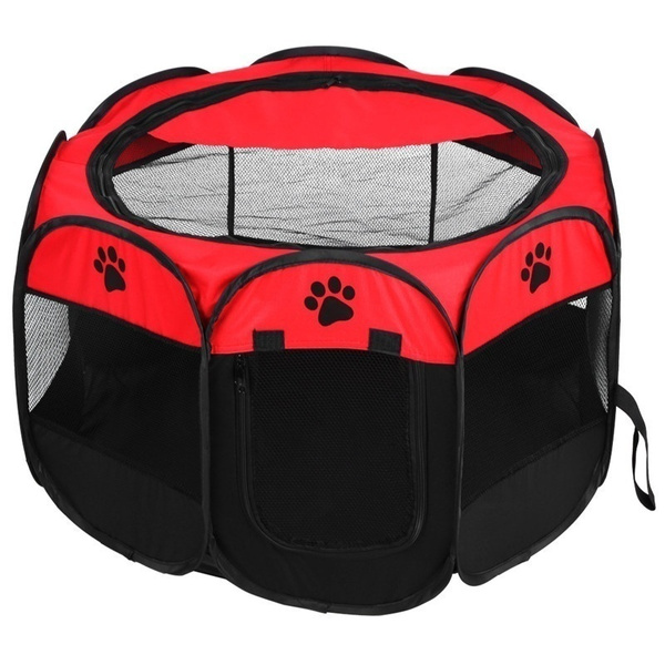 Pet Dog Cat Playpen Mesh Tent Portable Exercise Fence Kennel Cage Crate ...