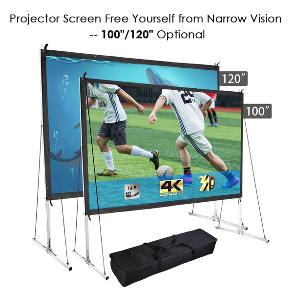 Instahibit 100/120" Portable Fast Folding Projector Screen 16:9 HD with ...