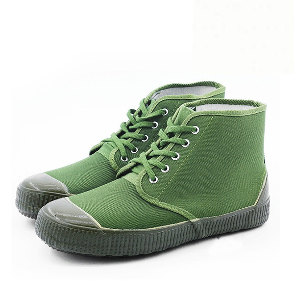 Mens Chinese Armygreen Canvas Shoes High Top PLA Liberation Training ...