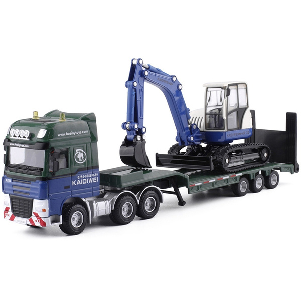 Low Loader with Excavator Die-cast Truck Vehicles Model Toys Collection ...