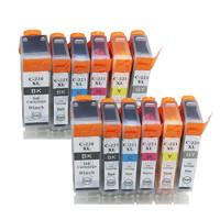 2 Pack 6 Color 220XL 221XL Ink Cartridge Compatible for Canon PIXMA ...