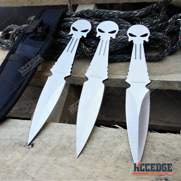 USA SELLER USA STOCK 3PC 6" Punisher Skull Head Style Throwing Knife ...