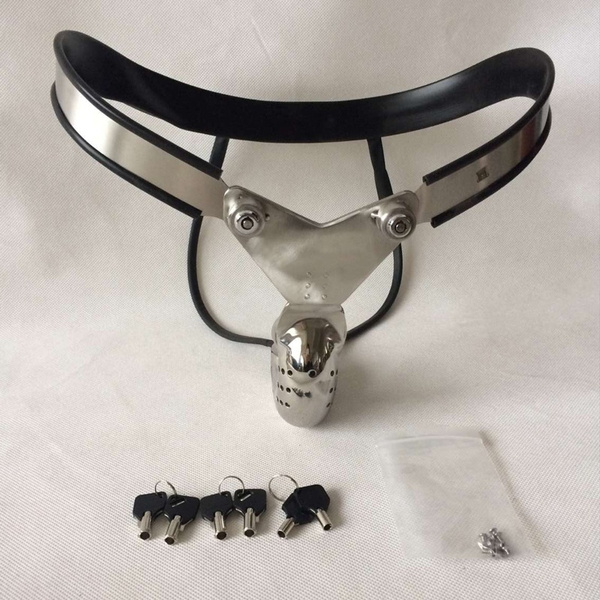 Male Chastity Belt Stainless Steel Y Type with Removable Anal Bead Plug ...