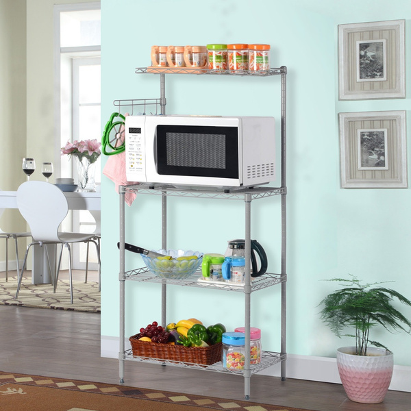 4 Tier Kitchen Bakers Rack Microwave Oven Stand Storage Cart ...