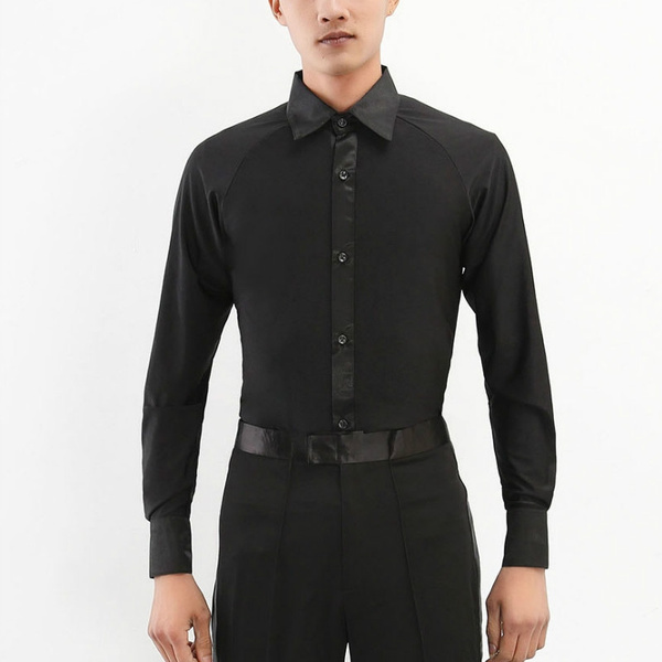 Men Dance Shirt Ballroom Modern Salsa Samba Latin Long Sleeve Dancewear ...