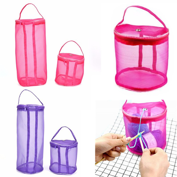 DIY 2colors Women Girl Hollow Mesh Holder Large Capacity Crochet Thread ...