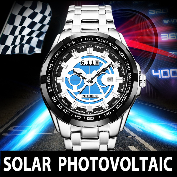 New Fashion Men Watch Solar-powered Quartz Hour Date Clock Men Sports ...