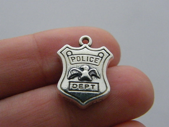10 pcs Police dept charms antique silver tone | Wish