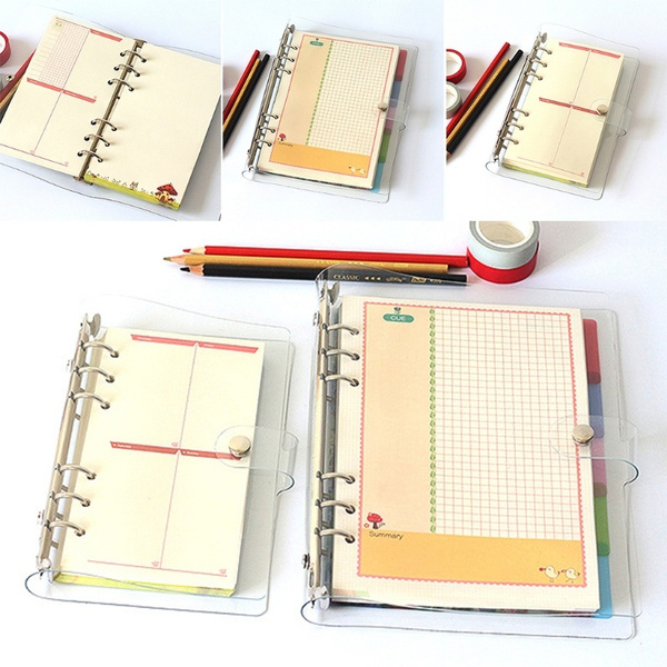 A5/A6/A7 PVC Notebook Notepad Sheet Shell Cover File Folder 6 Holes ...