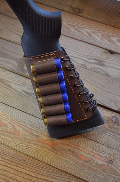 Real Leather Hunting Shooting Rifle Buttstock Cheek Rest Pad with Shell ...