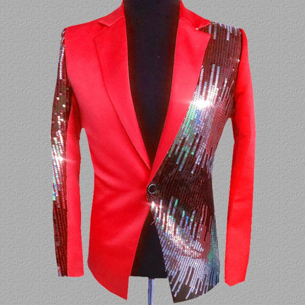 Men's Suit Tops Sequins Costume Jackets Nightclub Singers Hosts Suits ...