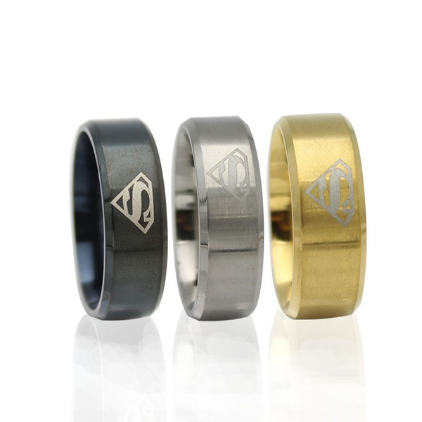 Superman Ring Titanium Stainless Steel Men Ring Superman Logo Finger ...