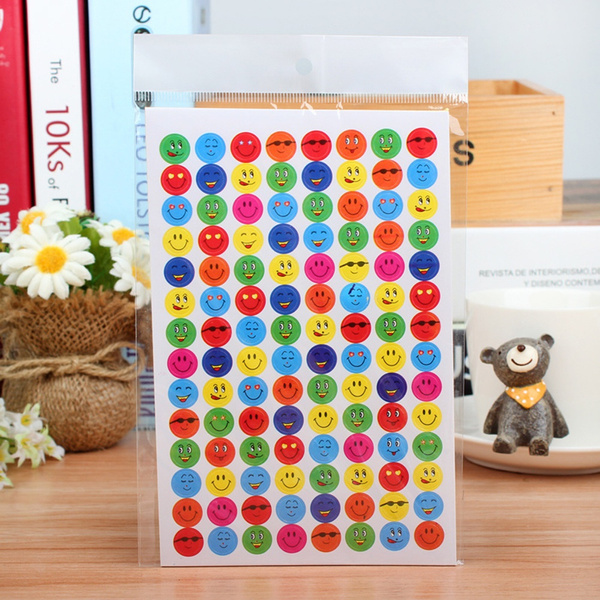 10Pcs/Pack Children Smiley Faces Reward Stickers School Teacher Merit ...