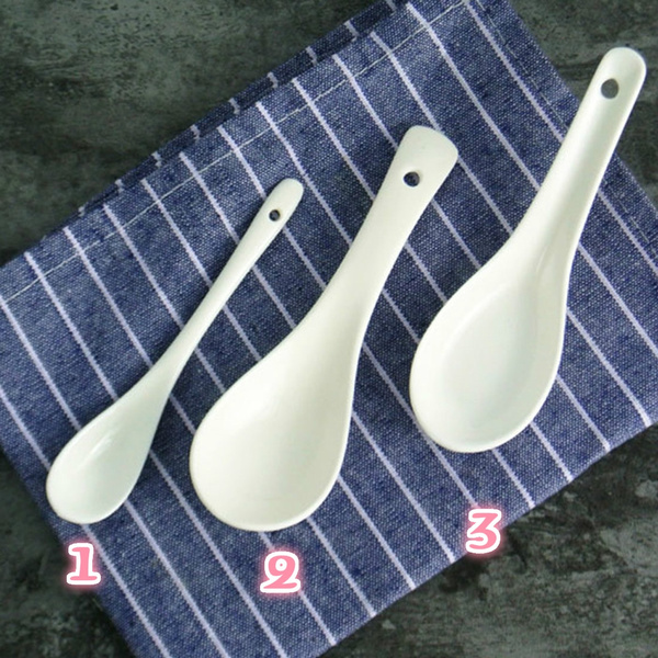 Chinese Ceramic Spoons White Chinese Rice Scoop Spoon Korean Ice Cream ...