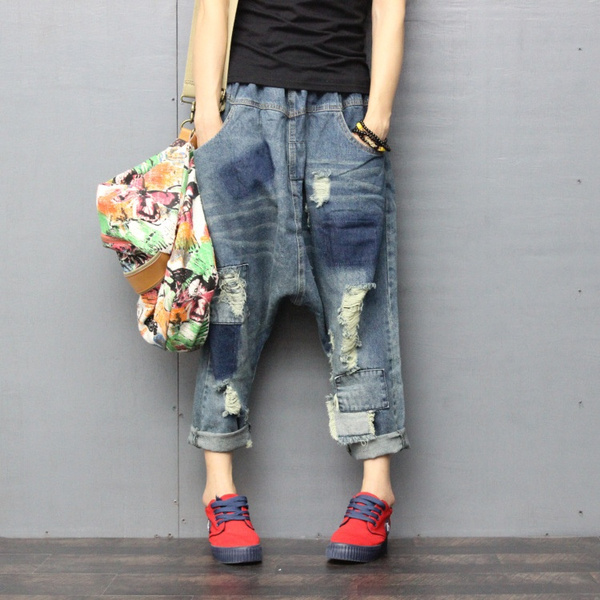 2018 Boo Ace Womens Ripped Harem Jeans Pants Hip Hop Vintage Loose ...
