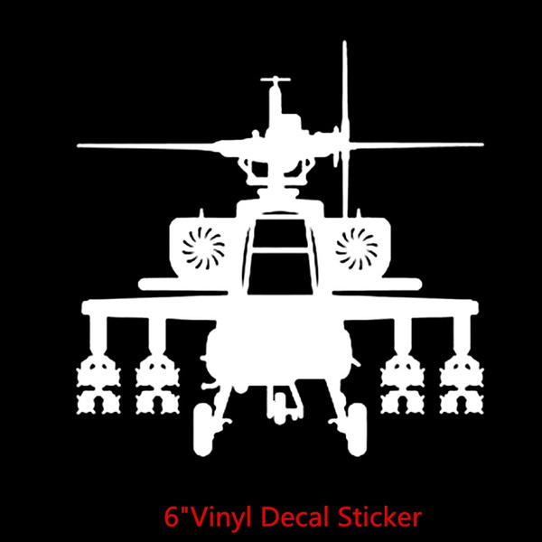 6" Apache Helicopter Die-Cut Decal Car Window Wall Bumper Phone Laptop ...
