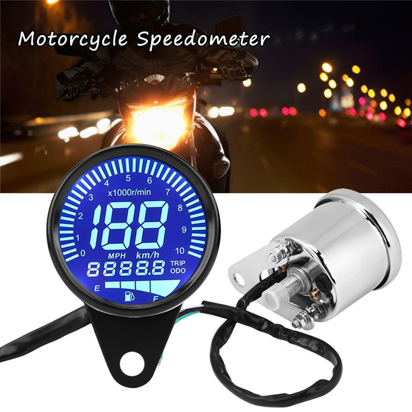 Universal Motorcycle LED Digital Speedometer Tachometer Speed Gauge Oil ...