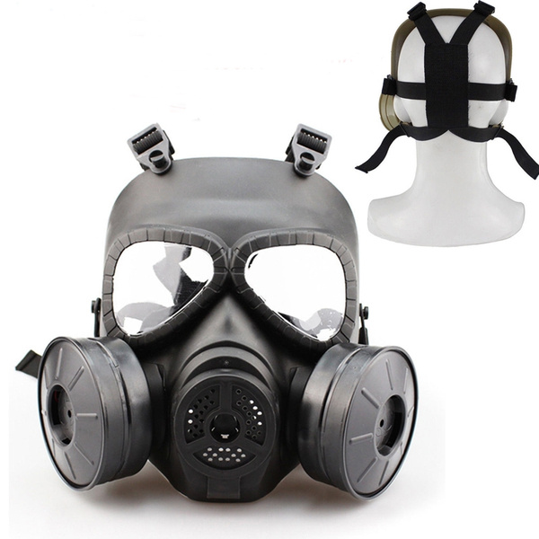 Gas Mask Double Filter Fan Perspiration Dust Eye Protect Face Guard ...