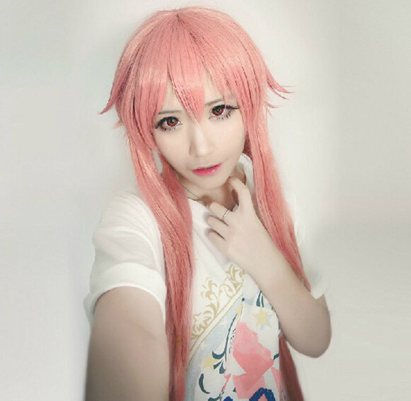 Long Pink Cosplay Costume Wig for Future Diary Mirai Nikki Yuno Gasai ...