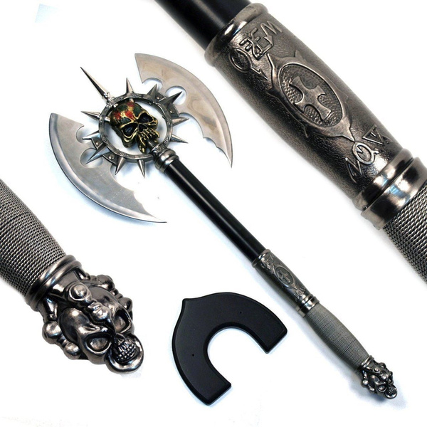 USA SELLER USA STOCK 25" Death's Head Skull Fantasy Battle Axe w ...