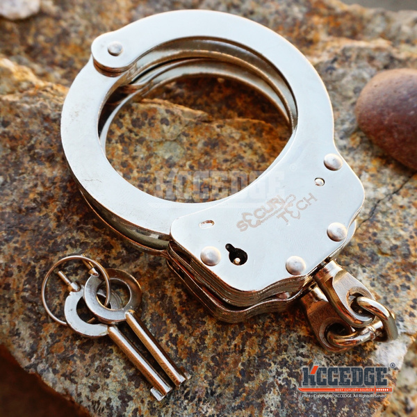 USA SELLER USA STOCK Silver Real Professional Police Handcuffs STEEL ...