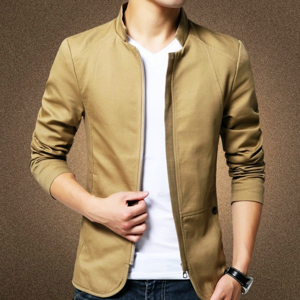 Men's Fashion Jacket Business and Leisure Slim Fit Male Slim Fit Bomber ...