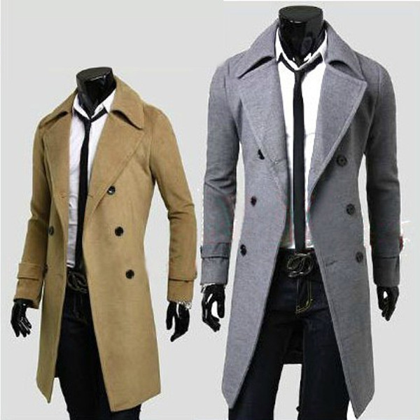 Mens Trench Coat New Fashion Designer Business and Leisure Men Long ...