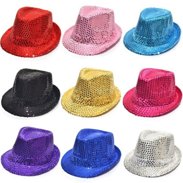 Man Woman Glitter Sequins Hat Dance Show Party Jazz Hat Cap Costume ...