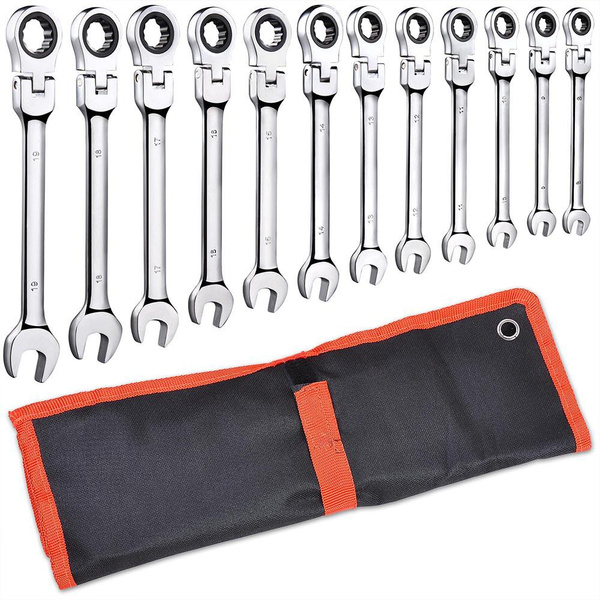 Yescom 12pcs Ratchet Spanner Kit 8-19mm Metric Combination Wrench ...