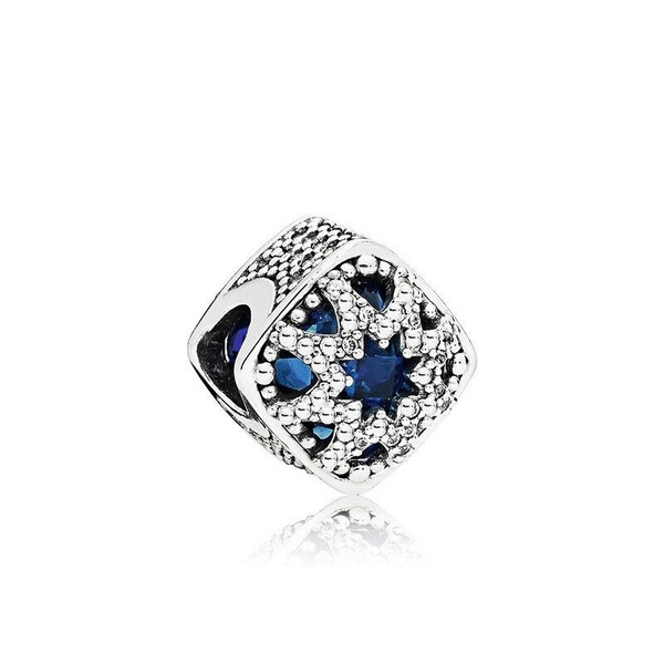 2pcs 925 Silver Blue Star Charm Beads Pendant Fit Sterling Bracelet ...